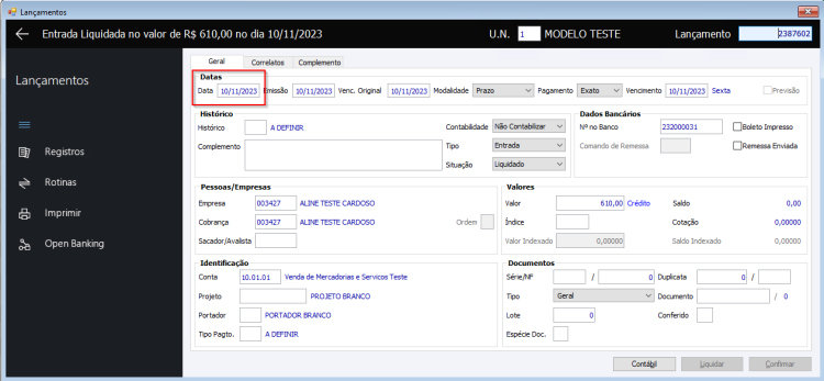 CNAB Retorno Personalizado de Cobrança - Liquidação por Data de ...